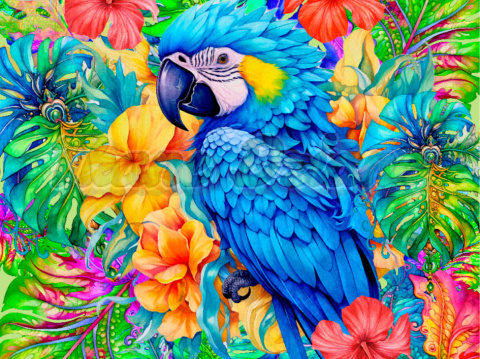 TkaneDziane.pl > PANEL DRUKOWANY PAPUGA ARA NIEBIESKA NR 13